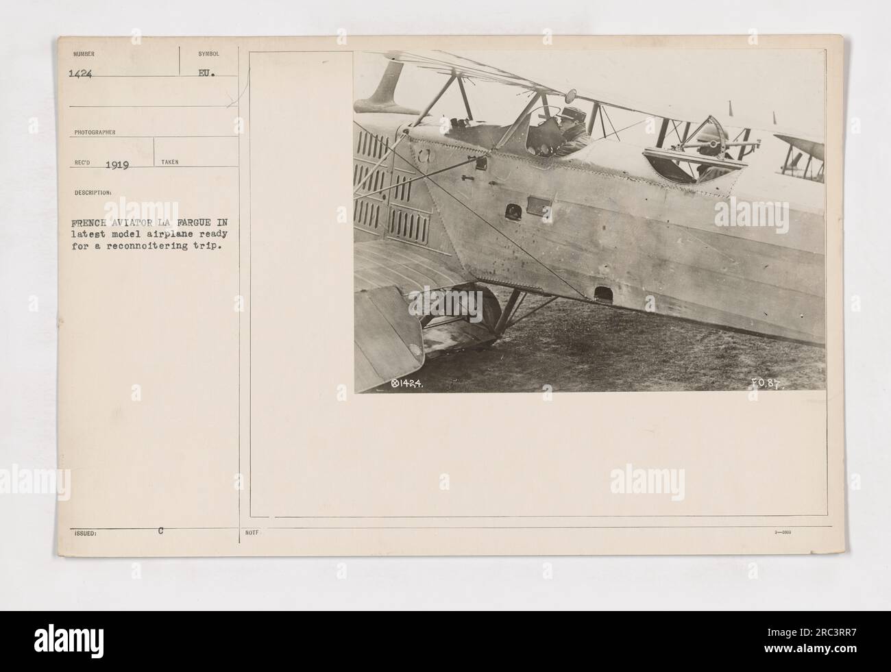 French aviator La Fargue prepares for a reconnoitering trip in the ...