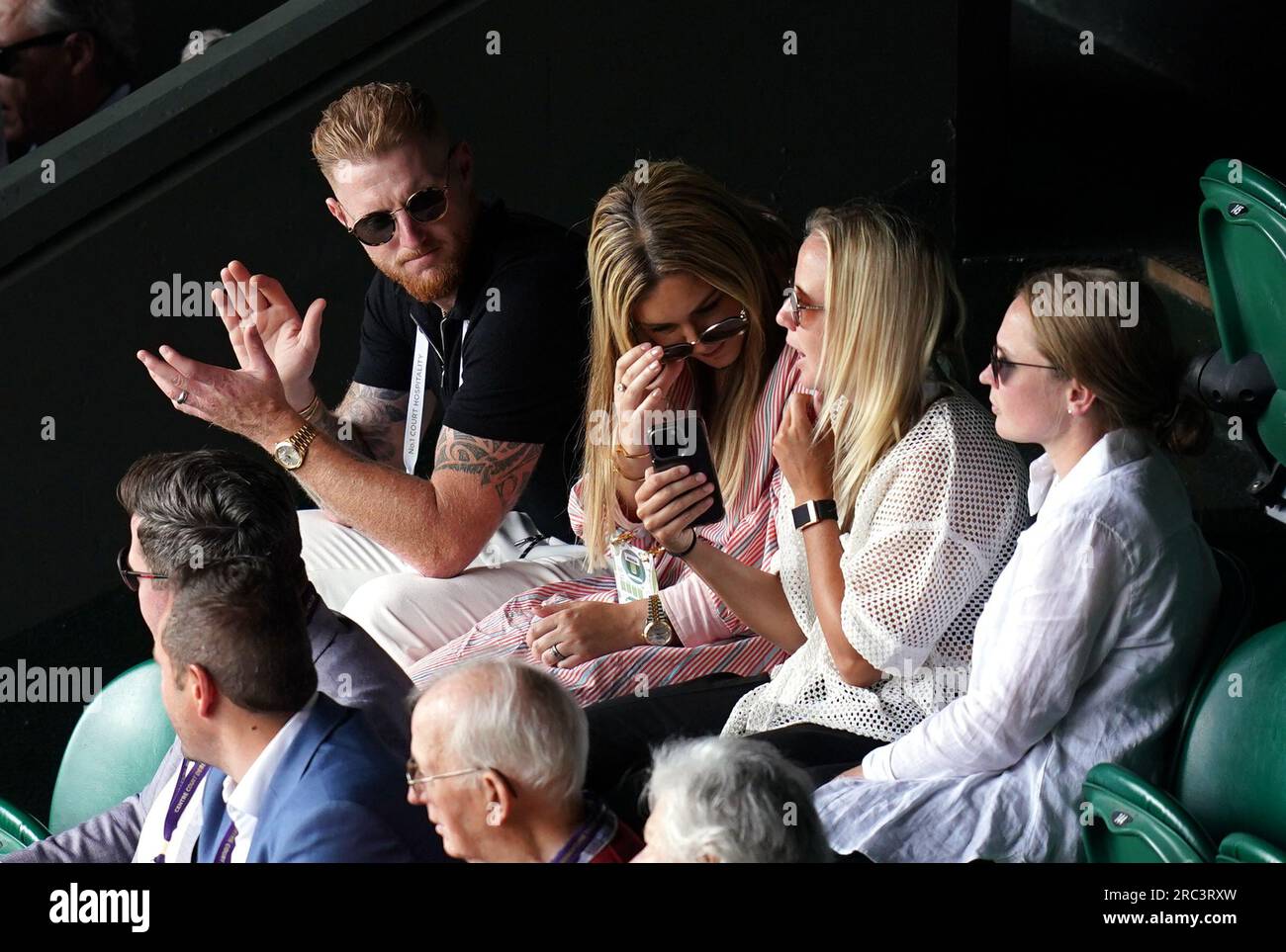 England cricket captain Ben Stokes watching the action on centre court ...
