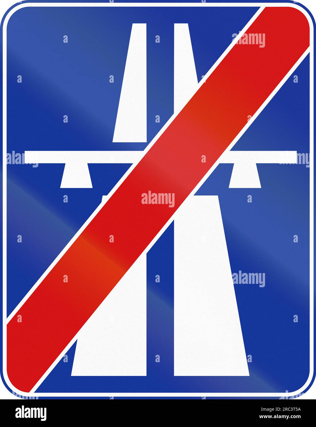 Polish traffic sign: End of motorway Stock Photo - Alamy