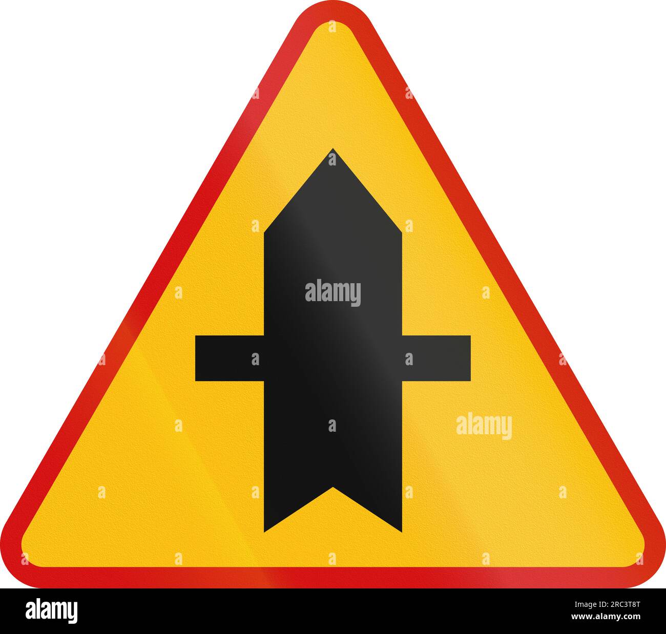 Polish danger warning sign: Crossing, priority over other road Stock ...