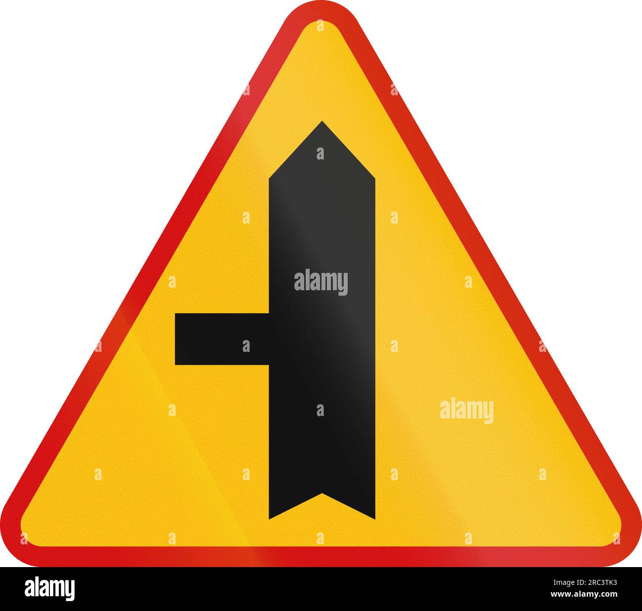 Polish danger warning sign: T-intersection, priority over other road ...