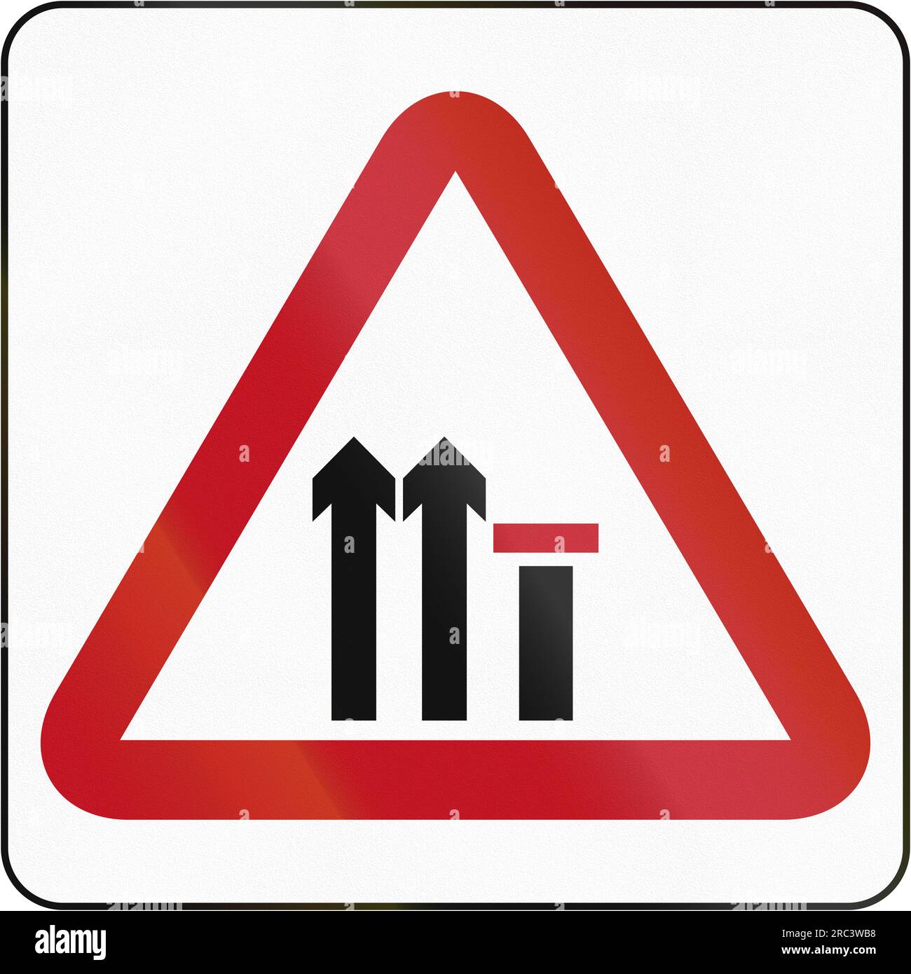 Road sign in Brunei: Rightmost Lane Closed Ahead Stock Photo - Alamy