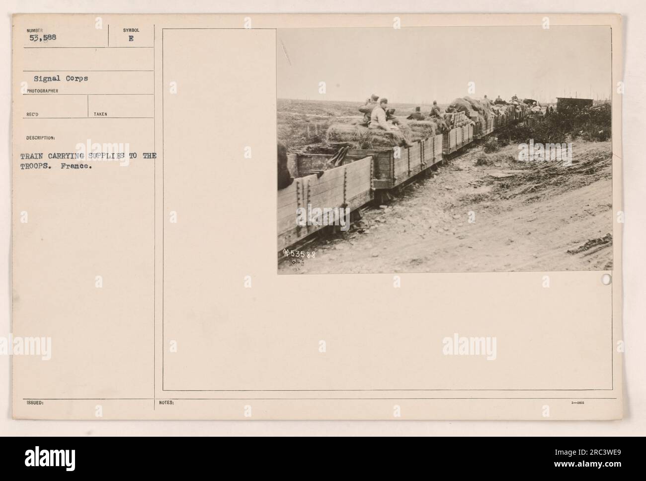 Train carrying supplies to the troops in France during World War One ...