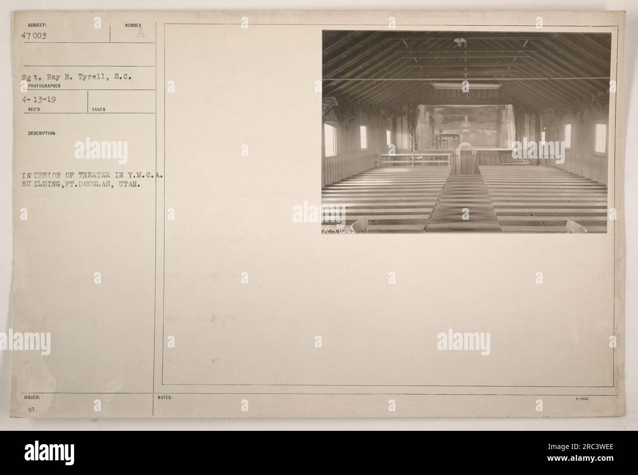 An interior view of the theater located in the Y.M.C.A. building at Ft ...