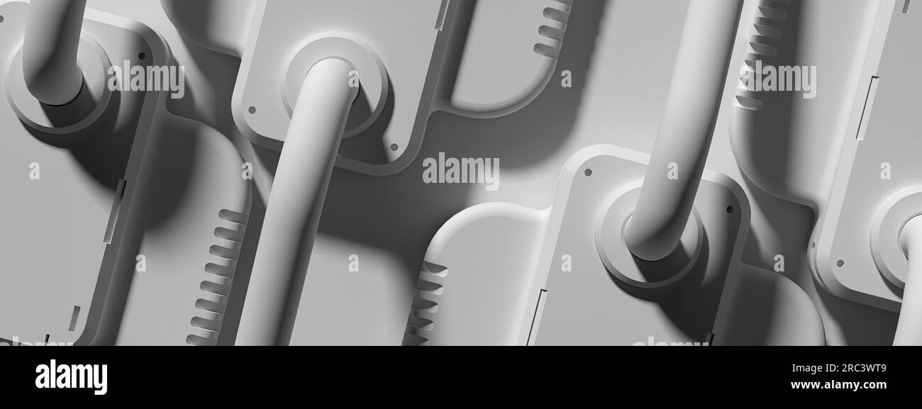 Sci-fi objects Mechanical solutions with novel concepts Gray abstract ...