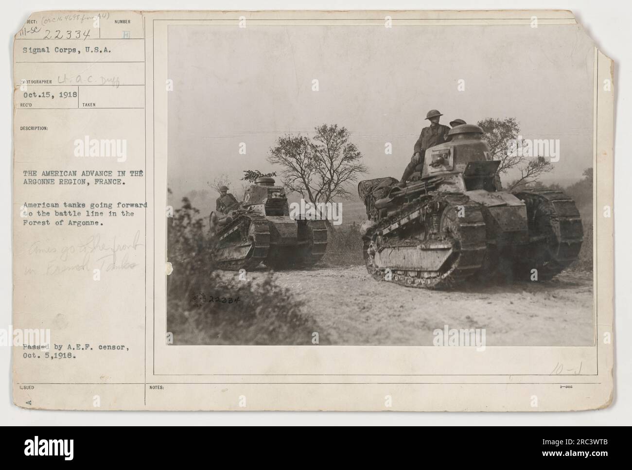 American tanks making their way to the battle line in the Forest of ...