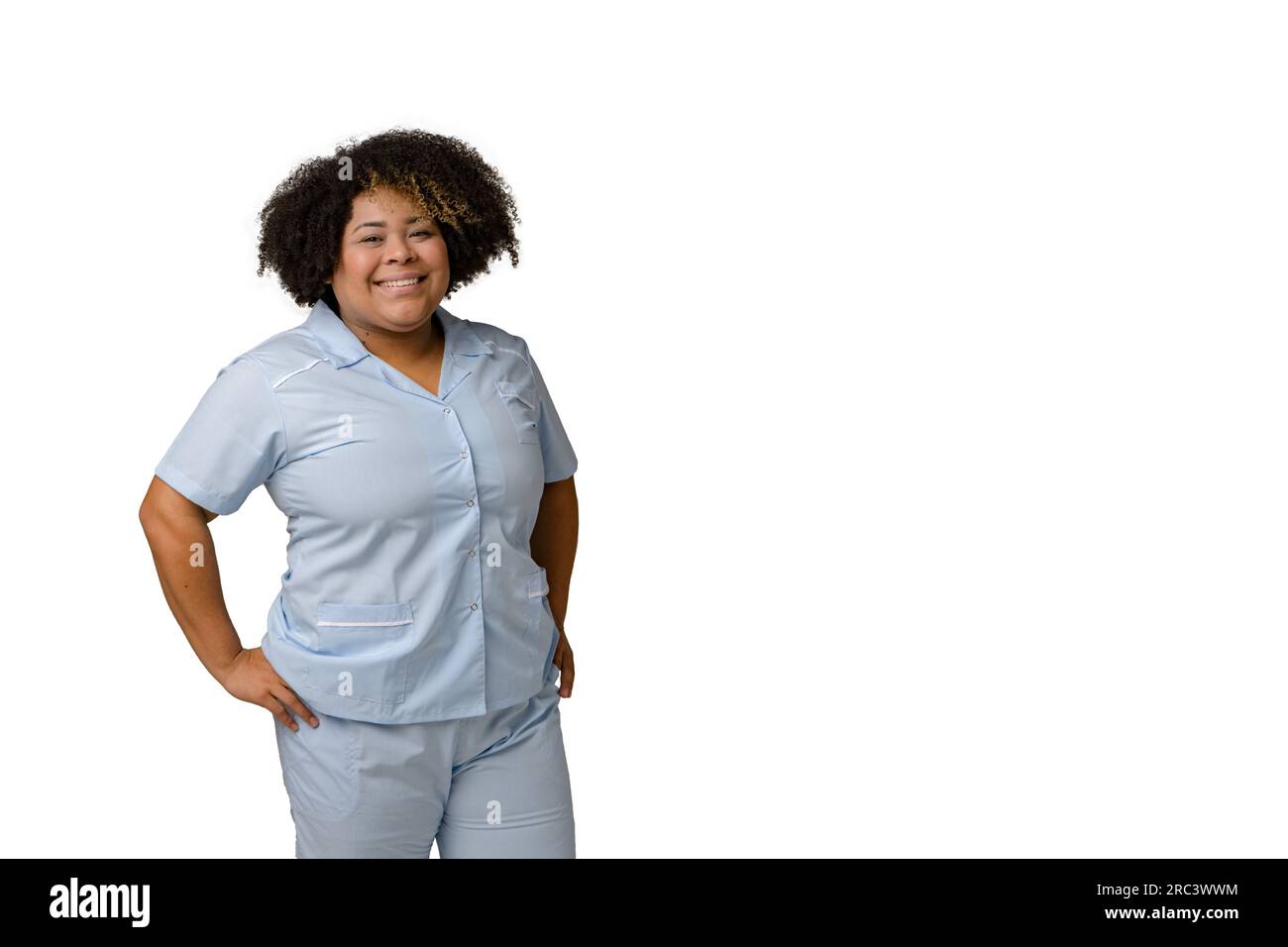 portrait of young afro-latin medic woman of venezuelan ethnicity, in ...