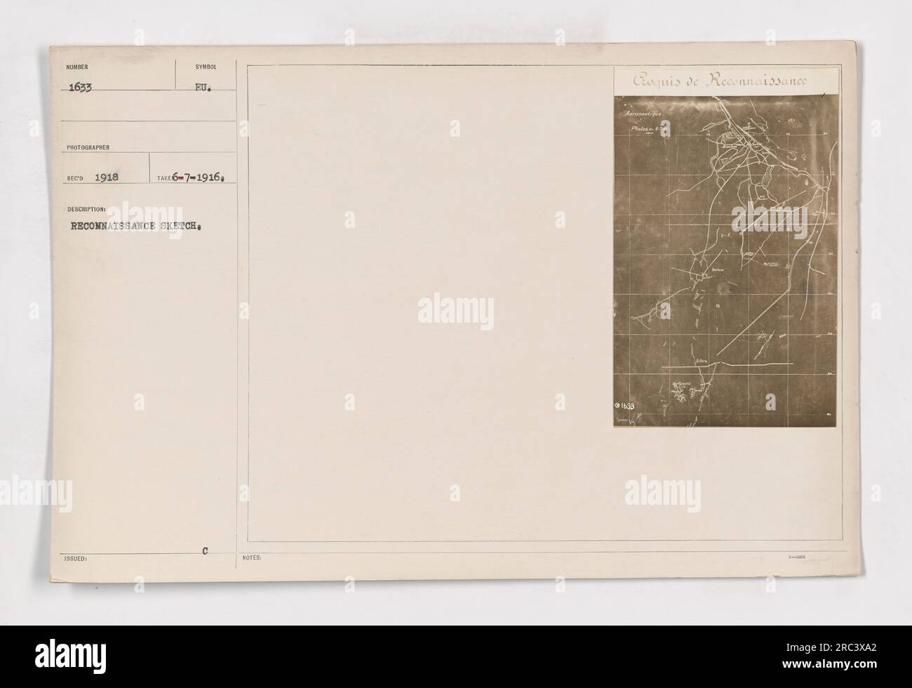"Reconnaissance sketch taken in 1918 by photographer Red during World ...