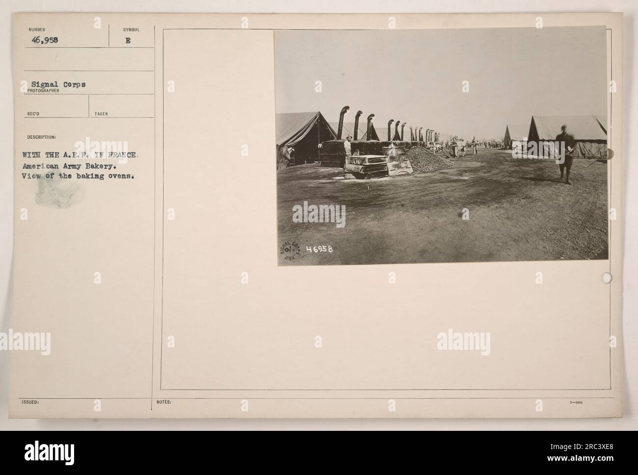 A view of the baking ovens at the American Army Bakery in France. This ...