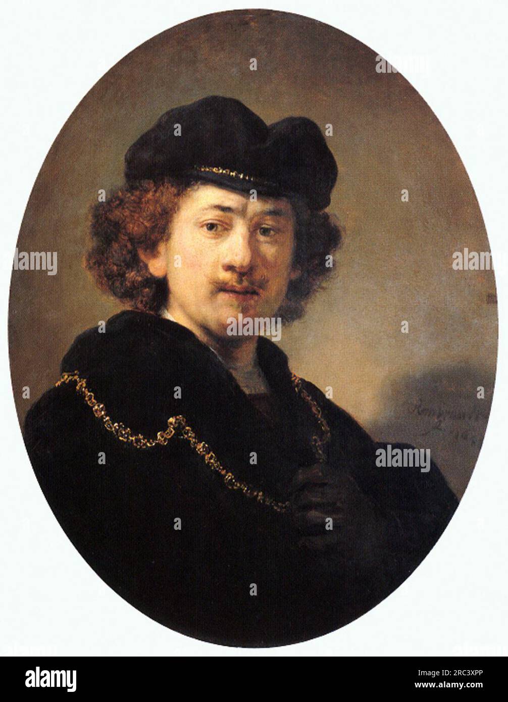 Self-portrait with Hat and Gold Chain 1633 by Rembrandt Stock Photo - Alamy
