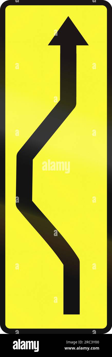 Polish complementary sign: Road deviation Stock Photo - Alamy