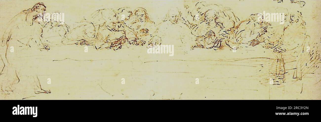 Drawing of the Last Supper 1635 by Rembrandt Stock Photo - Alamy