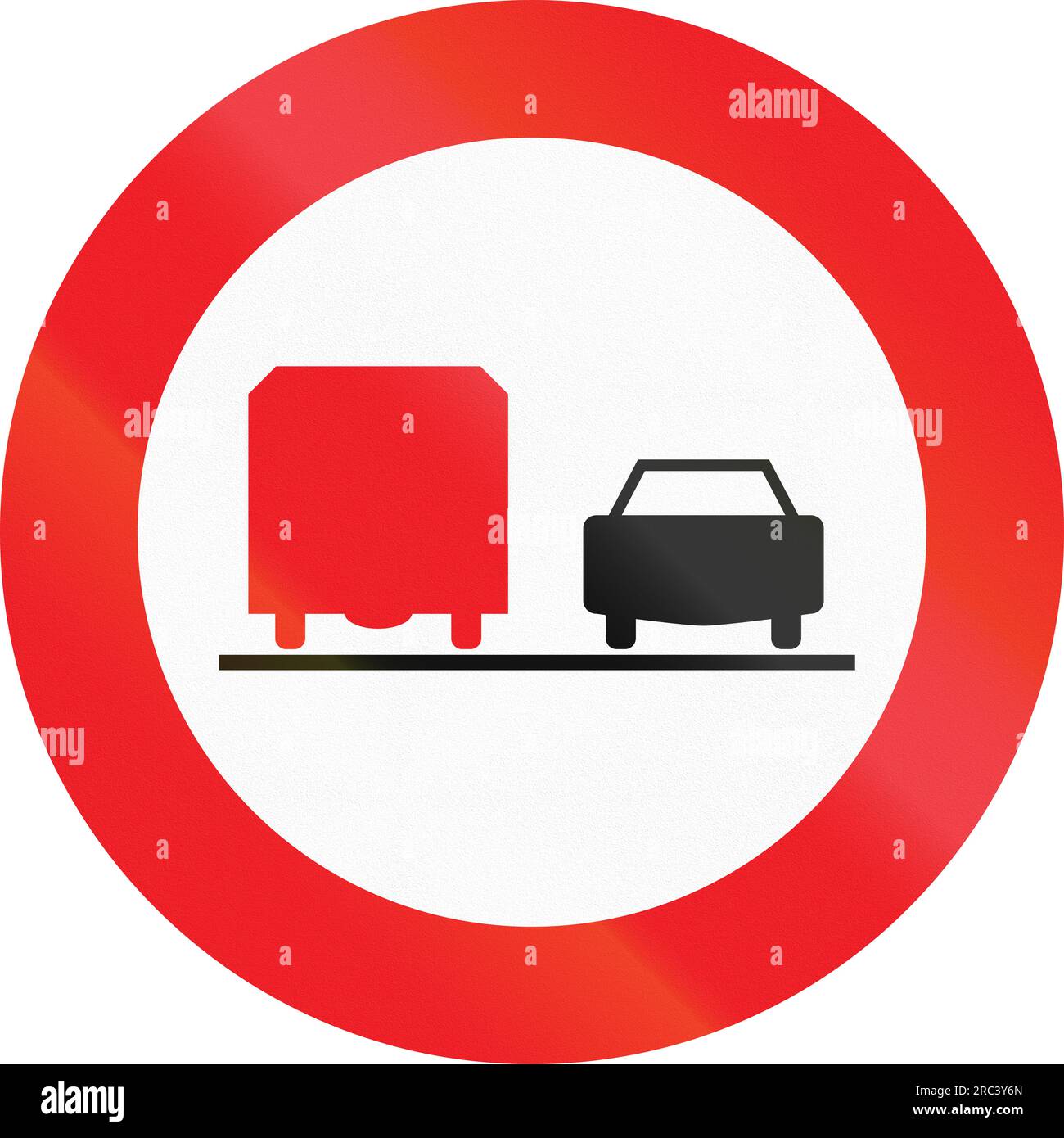 Austrian traffic sign: No overtaking by lorries! Stock Photo - Alamy