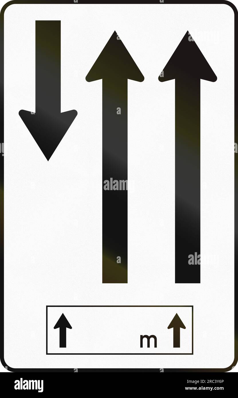 Austrian traffic sign: Two available lanes for... meters Stock Photo ...
