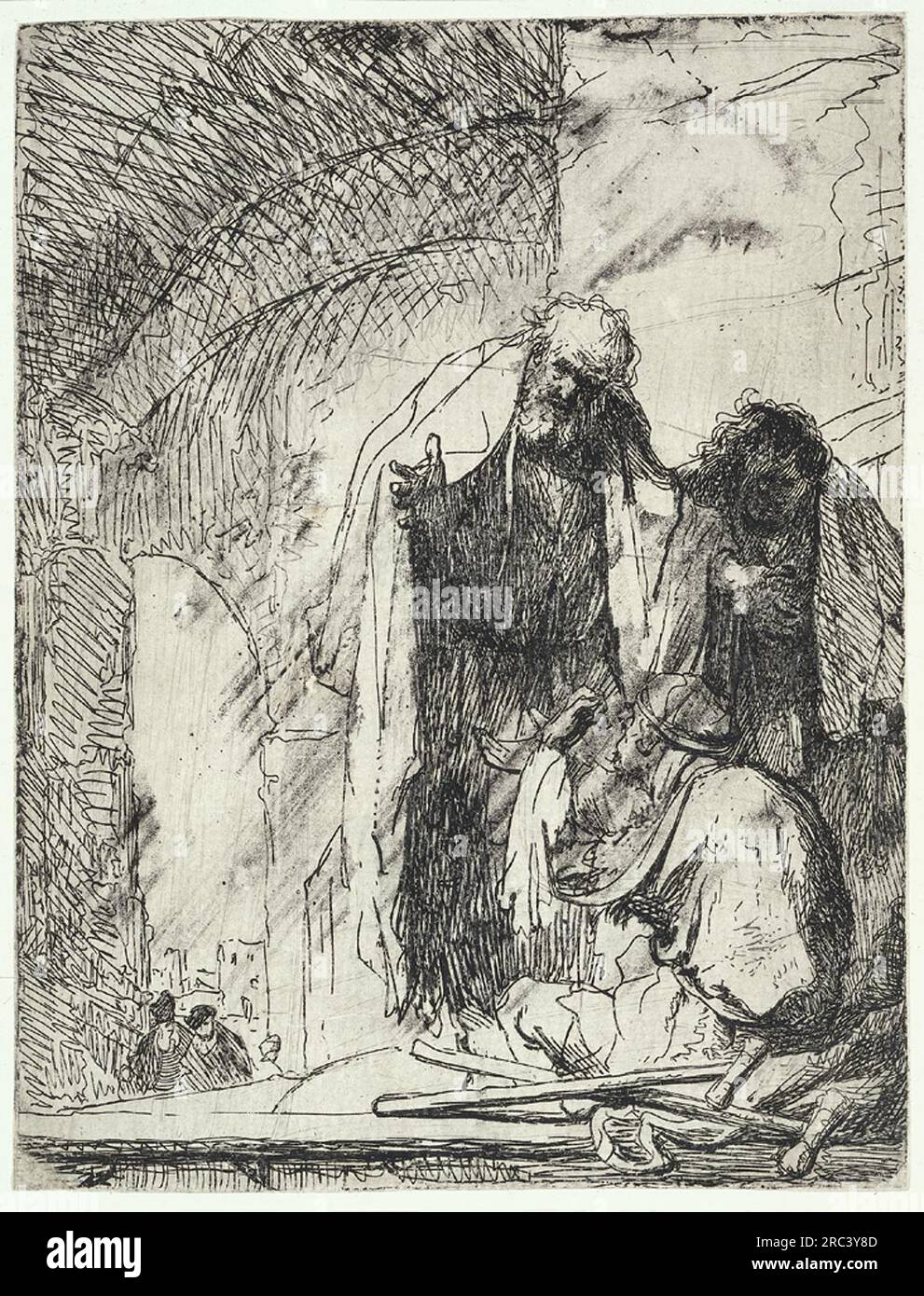 Peter and John at the gate of the Temple 1629 by Rembrandt Stock Photo ...