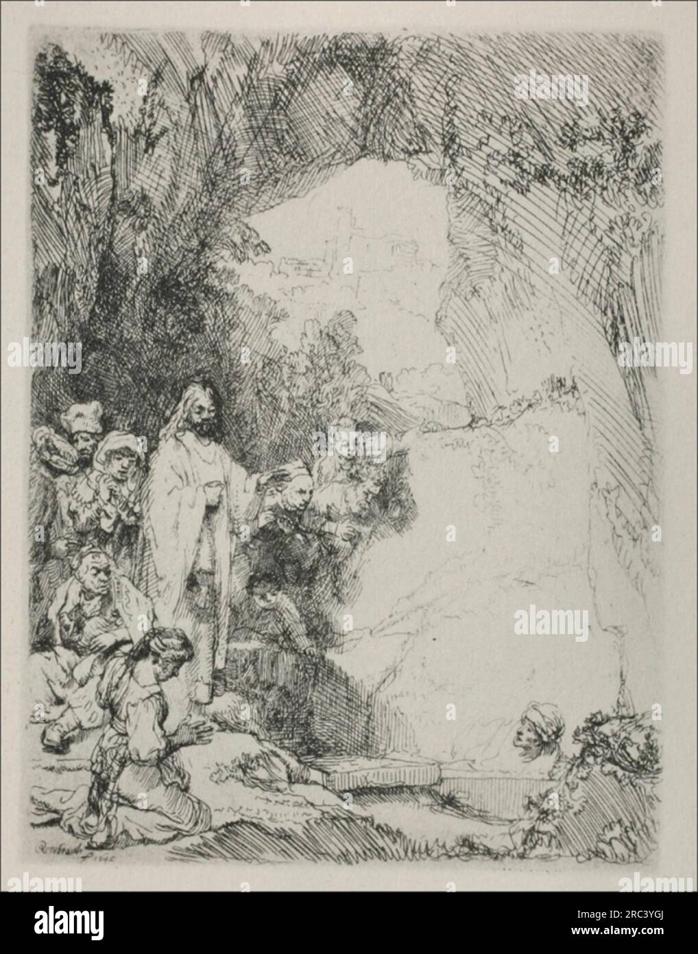 The Resurrection of Lazurus a Small Plate 1642 by Rembrandt Stock Photo ...