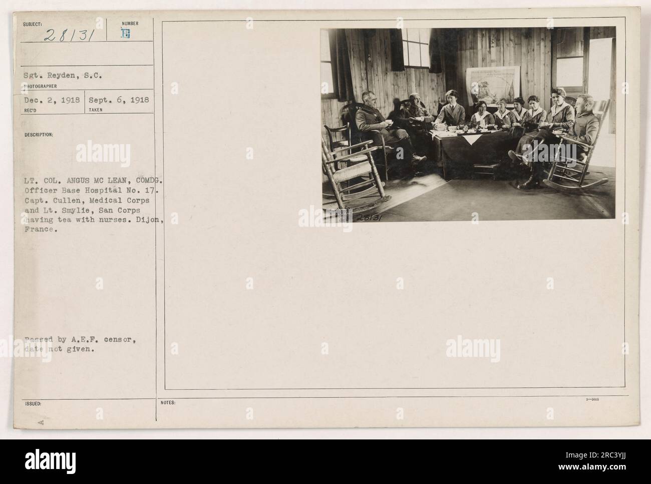 Image caption: "Officer Lt. Col. Angus McLean, commanding Base Hospital ...