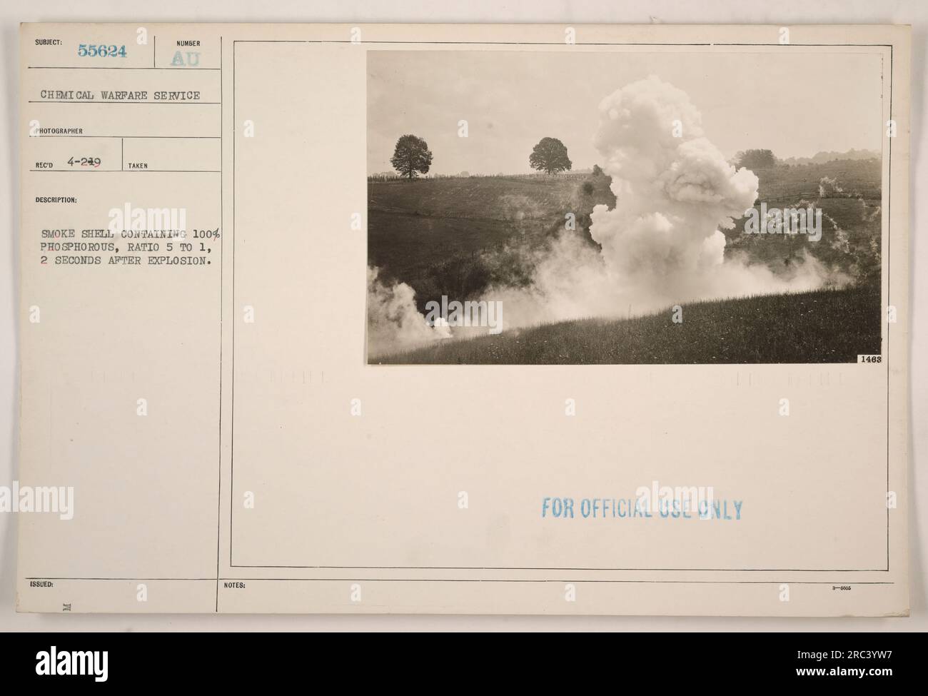 Smoke shell containing 100% phosphorus explodes during World War I. The ...