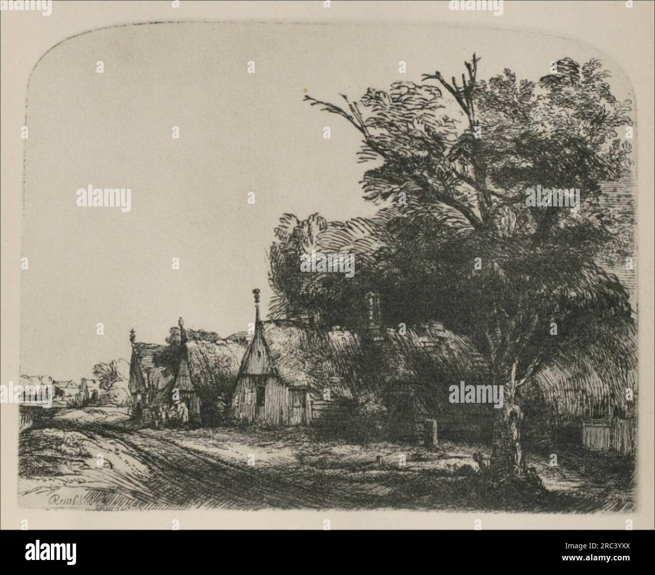 The Three Cottages 1650 by Rembrandt Stock Photo - Alamy