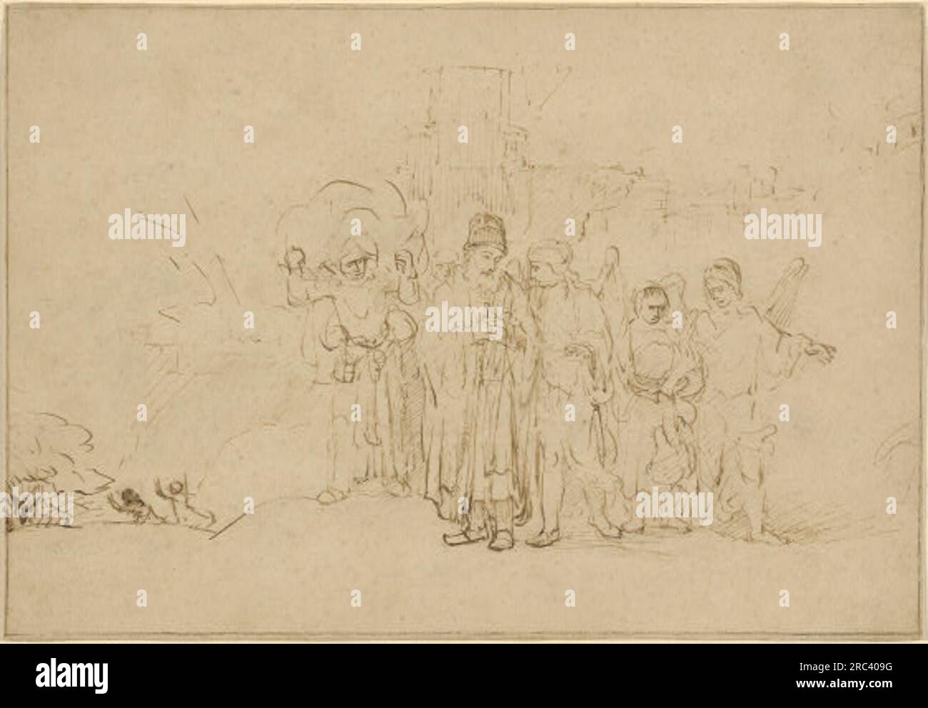 Lot and His Family Leaving Sodom 1655 by Rembrandt Stock Photo - Alamy