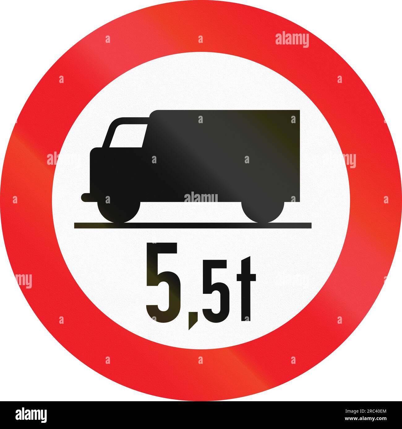 Austrian traffic sign prohibiting thoroughfare of lorries with a gross ...