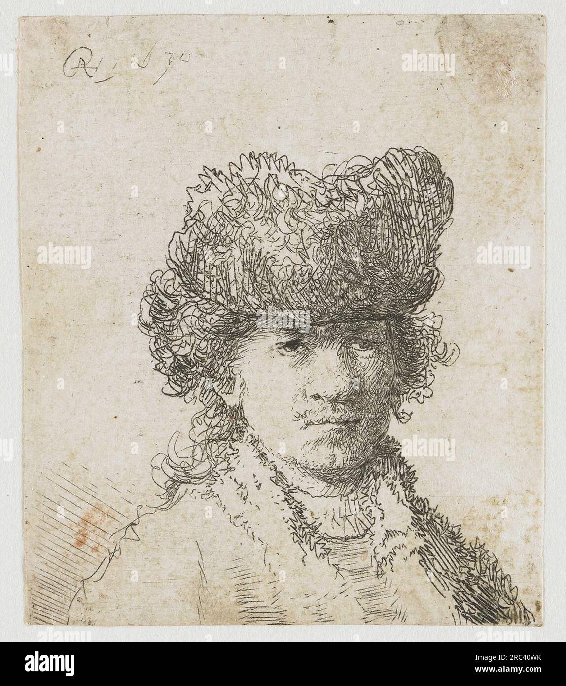 Self-portrait in a fur cap bust 1630 by Rembrandt Stock Photo - Alamy