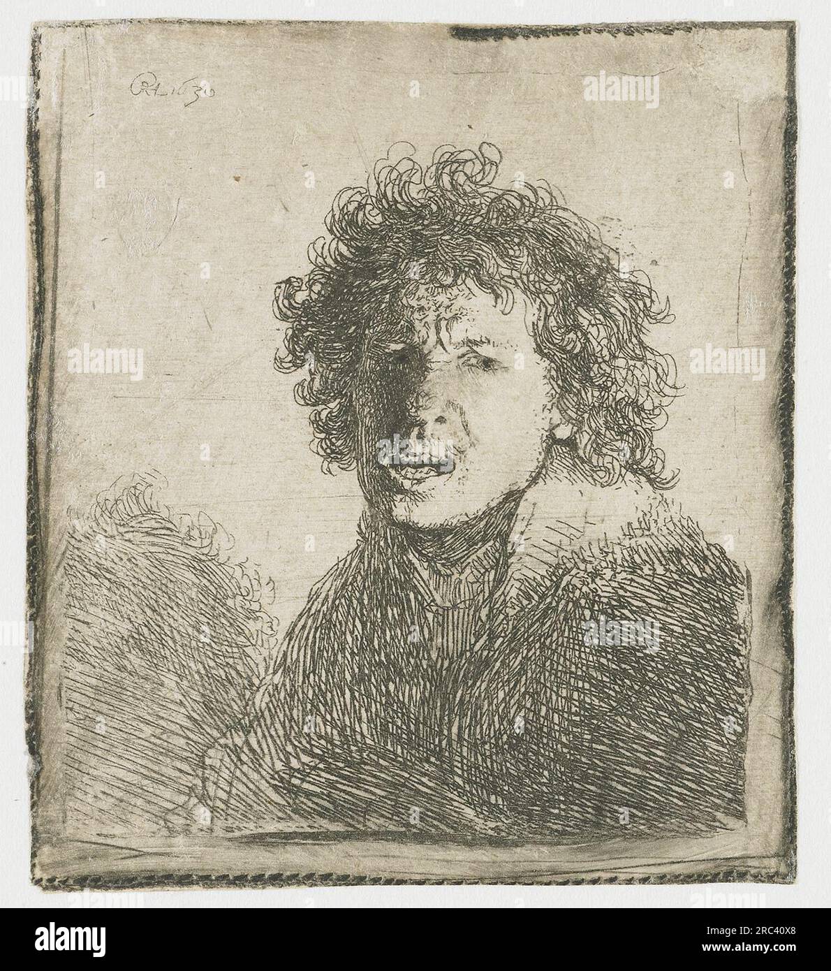 Self-portrait open mouthed 1630 by Rembrandt Stock Photo - Alamy