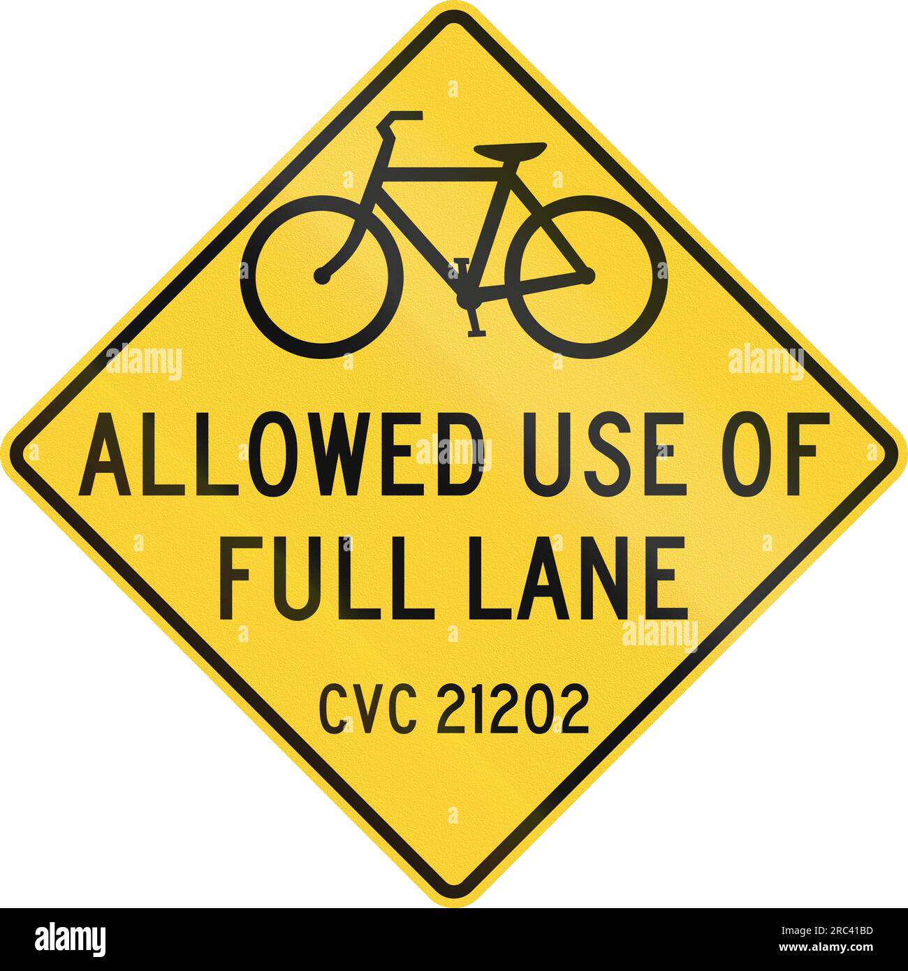 US road warning sign: Bikes are allowed to use full lane Stock Photo ...