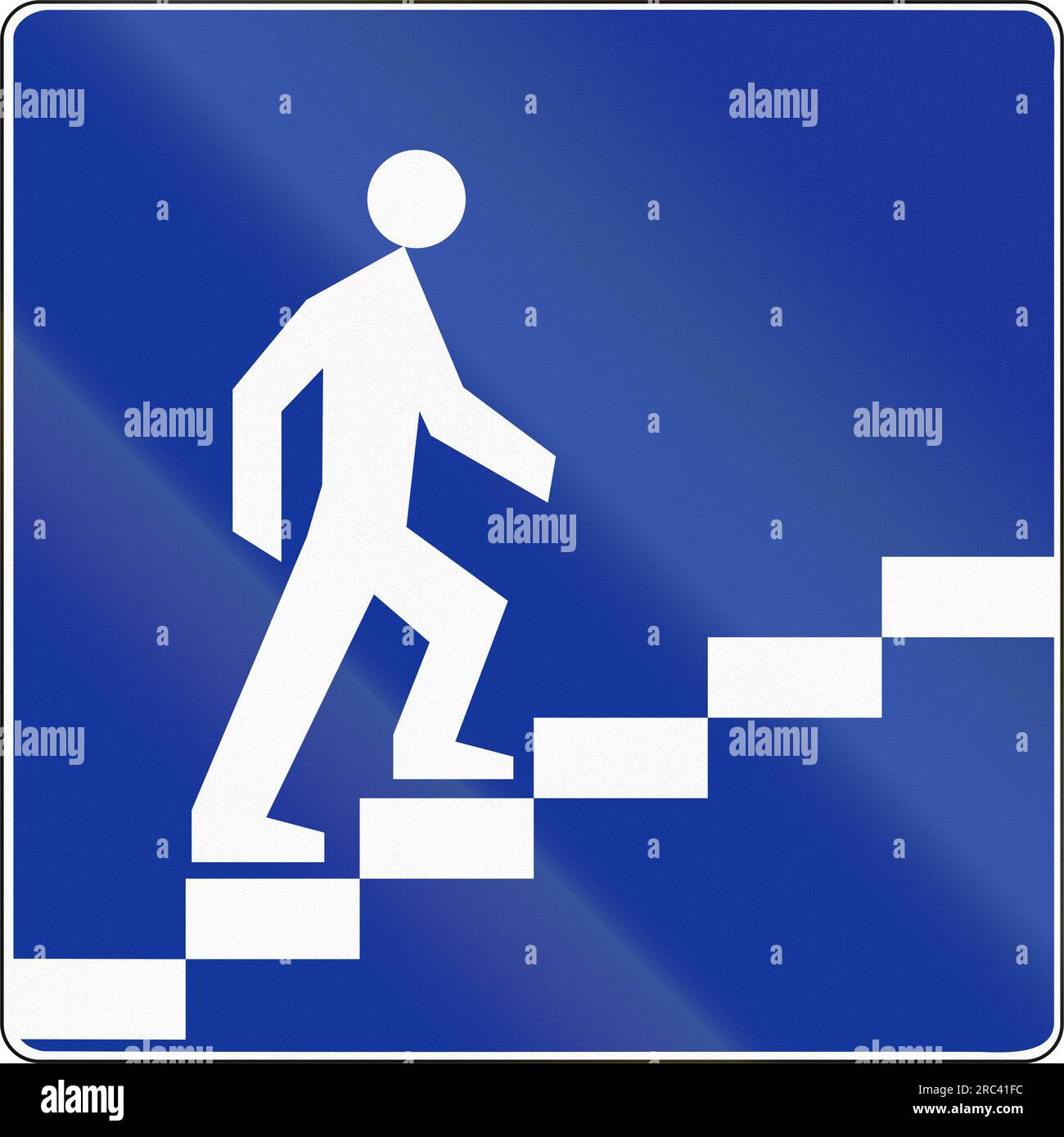 Polish traffic sign: Pedestrian overpass Stock Photo - Alamy