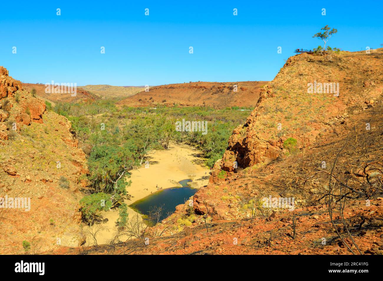 Viewing platform overlooking Ormiston Gorge in dry season. Northern ...