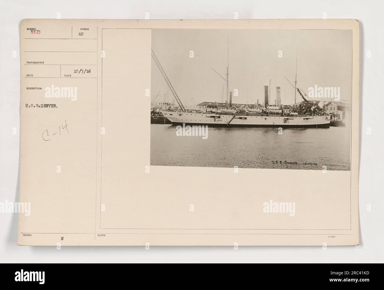 Soldiers onboard the USS Denver during World War One. The photograph ...