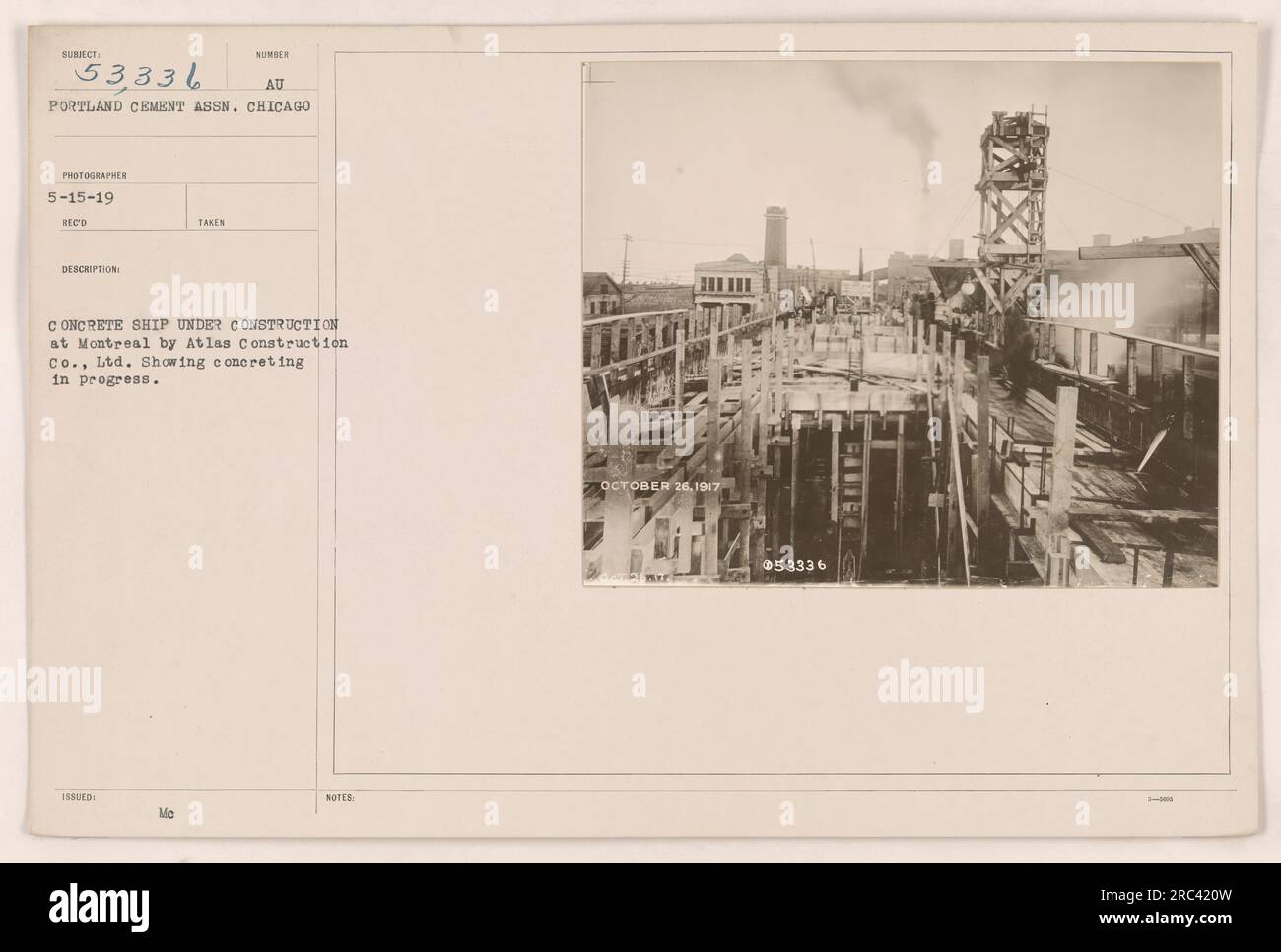 "Concrete ship being constructed at Montreal by Atlas Construction Co ...