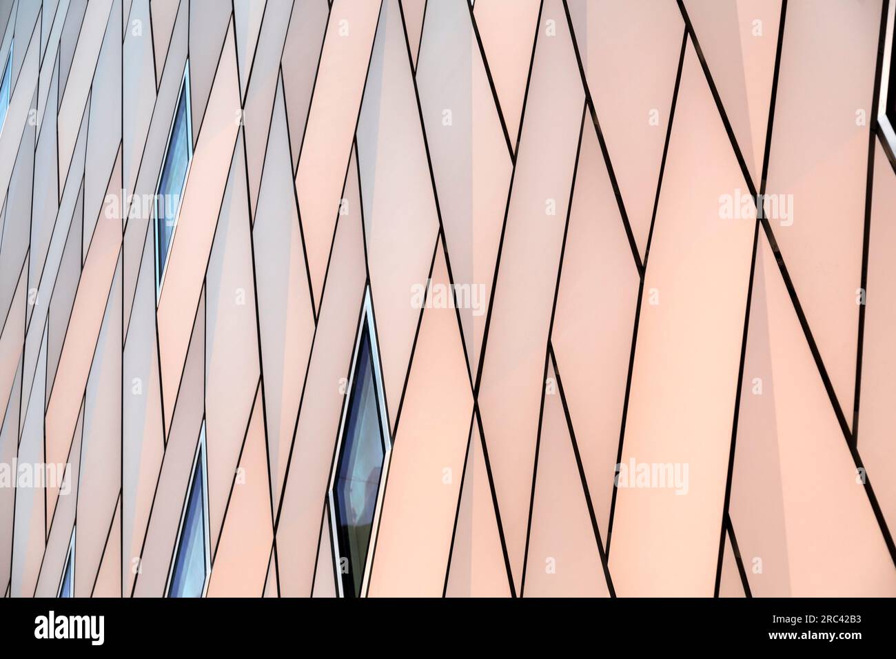 Close up detail from a modern building facade with geometric rhombus ...