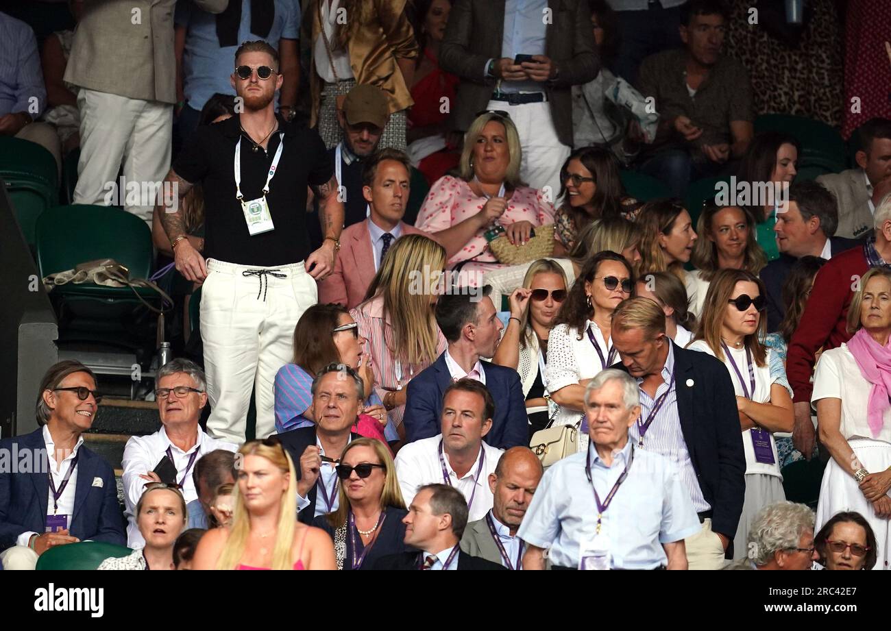 England cricket captain Ben Stokes watching the action on centre court ...