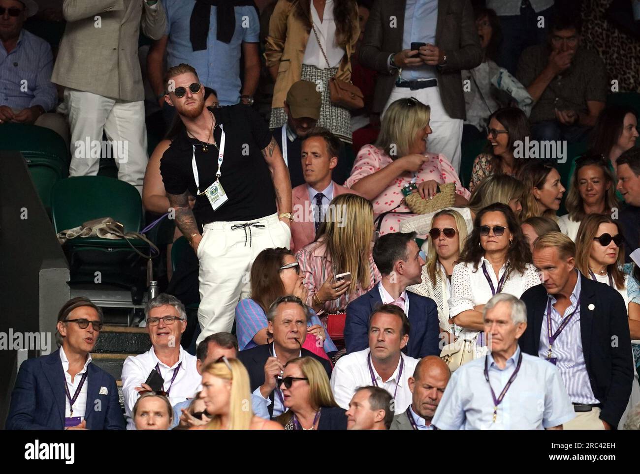 England cricket captain Ben Stokes watching the action on centre court ...