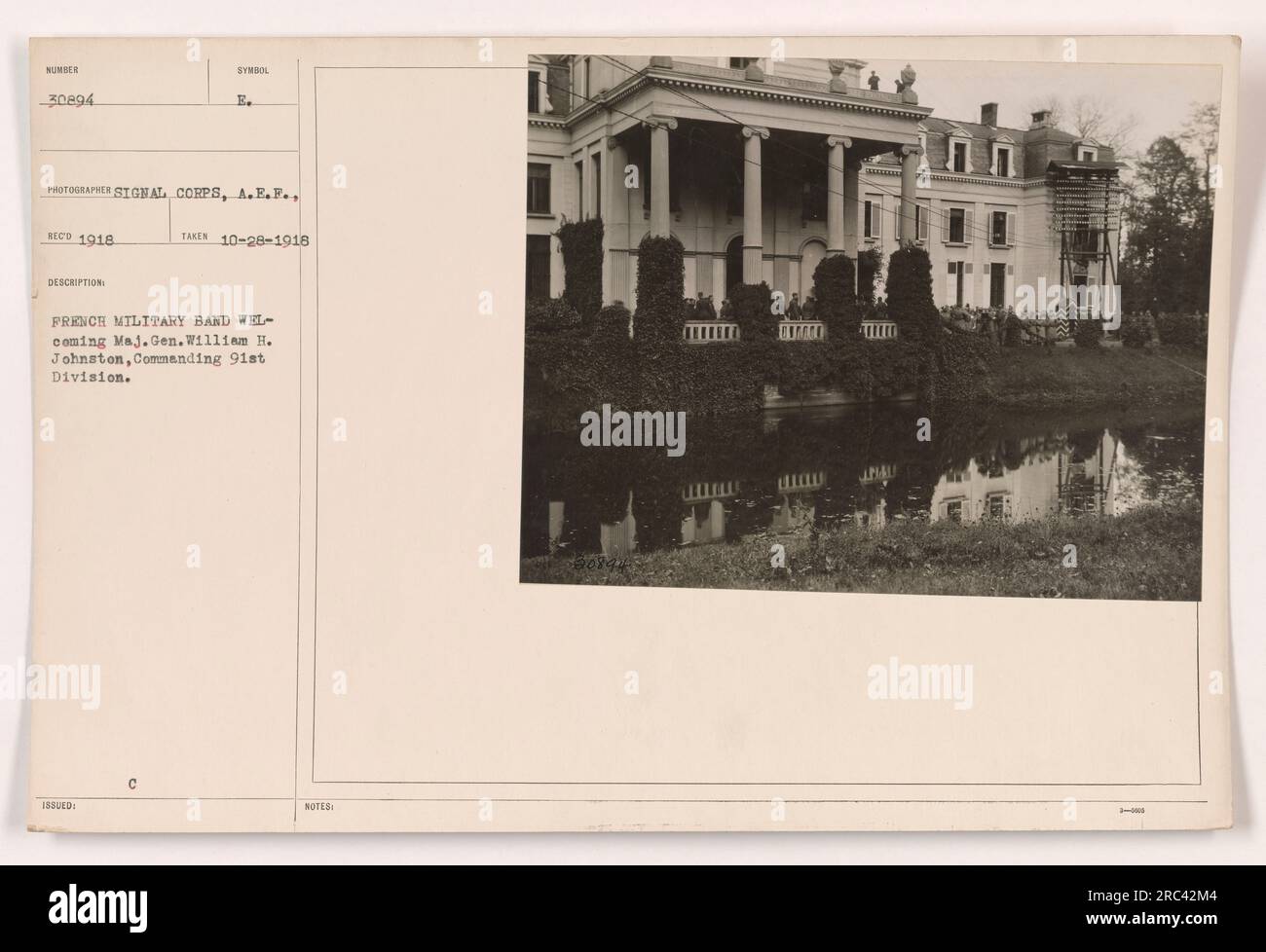 French military band welcoming Maj. Gen. William H. Johnston ...
