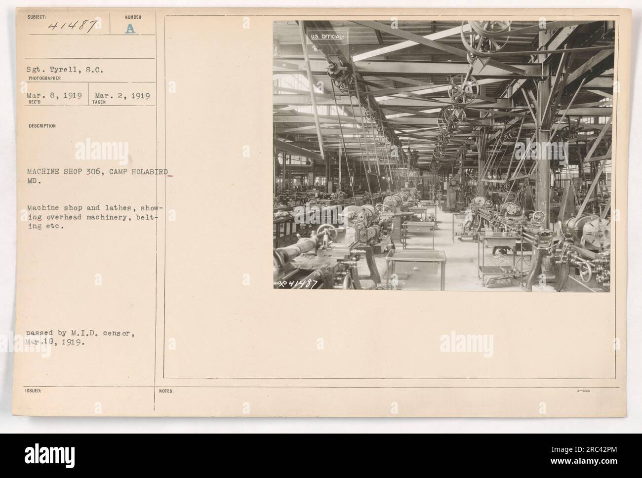 A photograph of a machine shop at Camp Holabird, Maryland during World ...