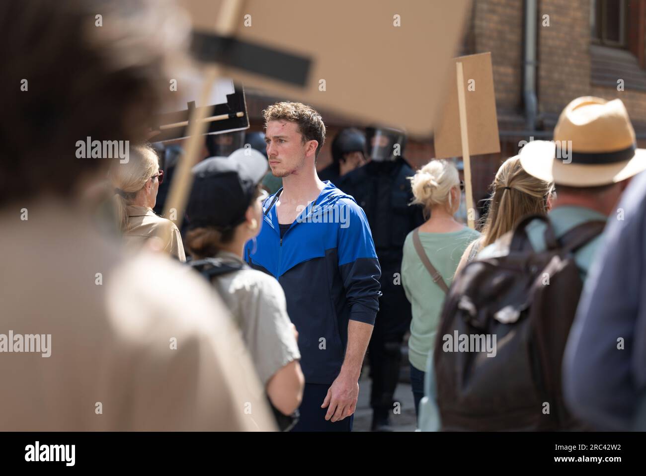 12 July 2023, Saxony-Anhalt, Halle (Saale): Actor Justus Johannsen ...