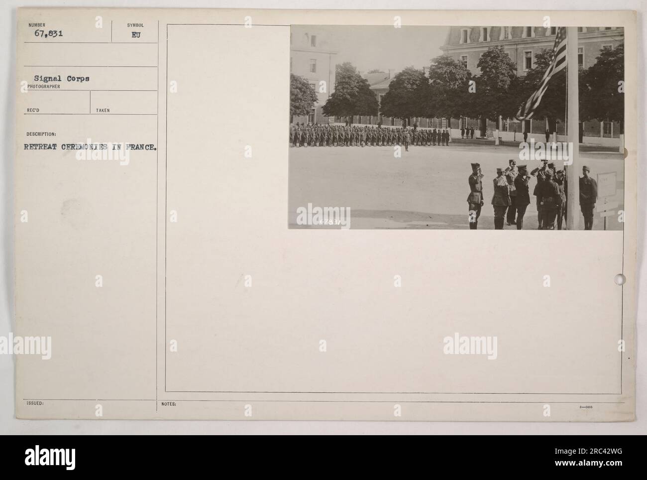 A group of American soldiers participating in retreat ceremonies in ...