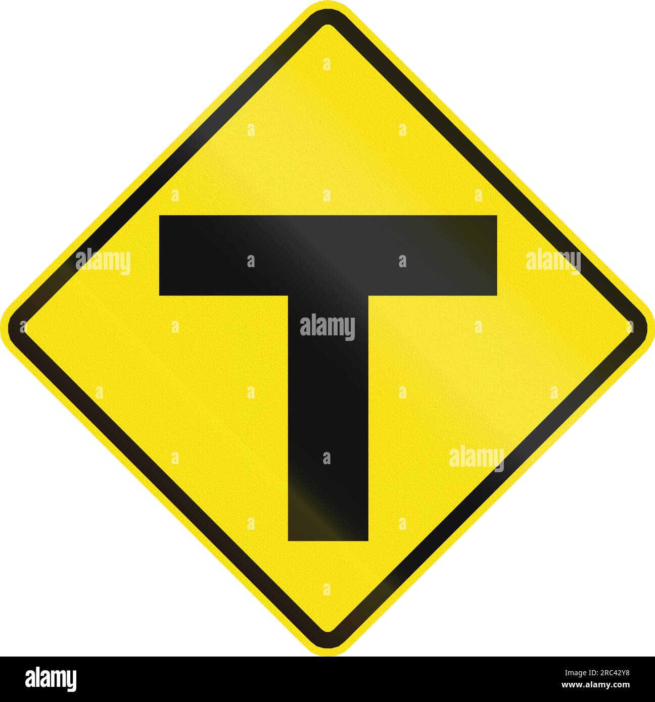 Chilean road warning sign: T-Intersection ahead Stock Photo - Alamy