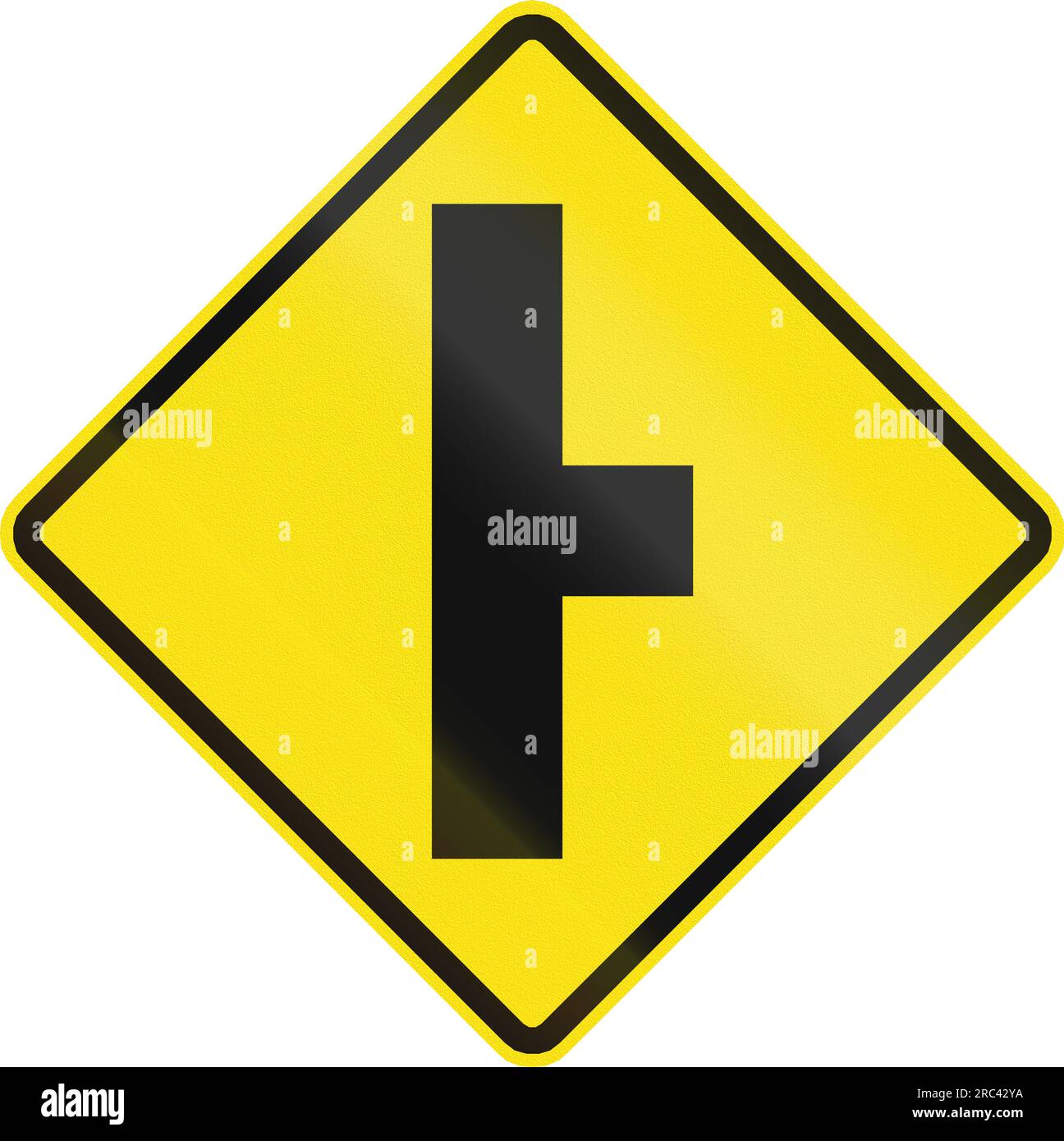 Chilean road warning sign: T-Intersection ahead Stock Photo - Alamy