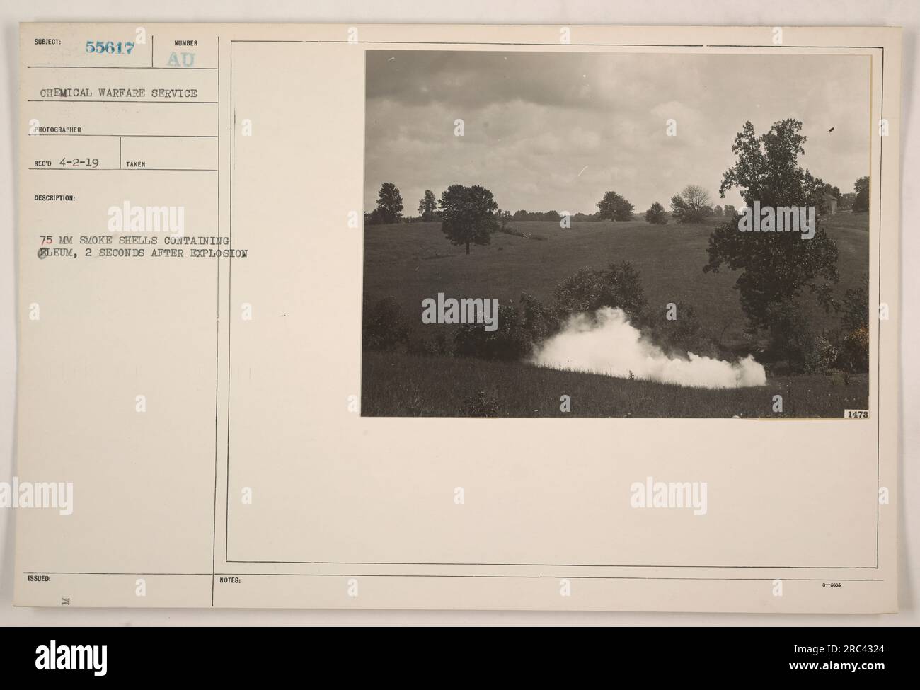 Photograph of a 75mm smoke shell containing oleum, captured by the ...