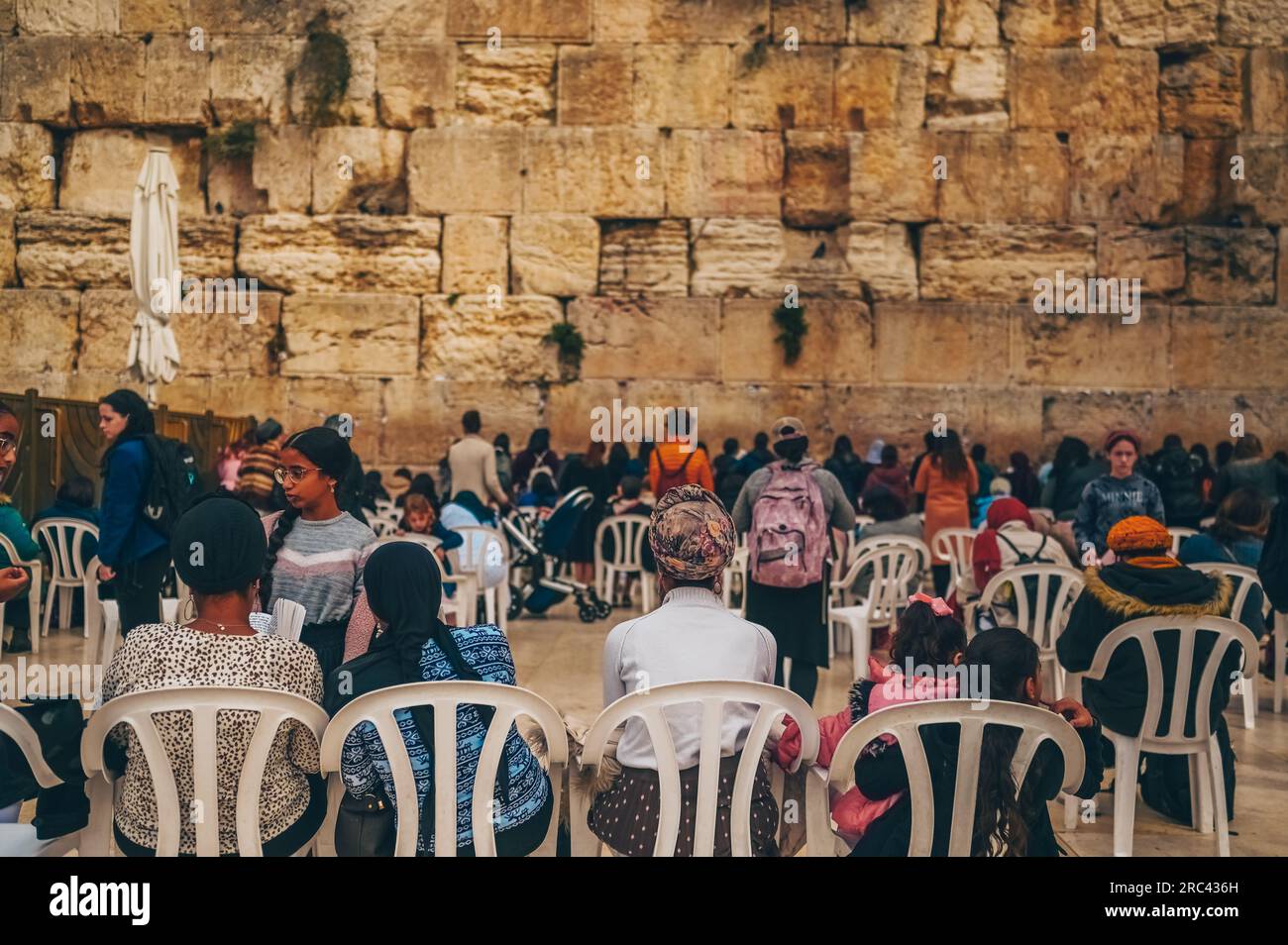 November 27, 2022 - Jerusalem, Israel. Tourist crowd and Jewish gather ...