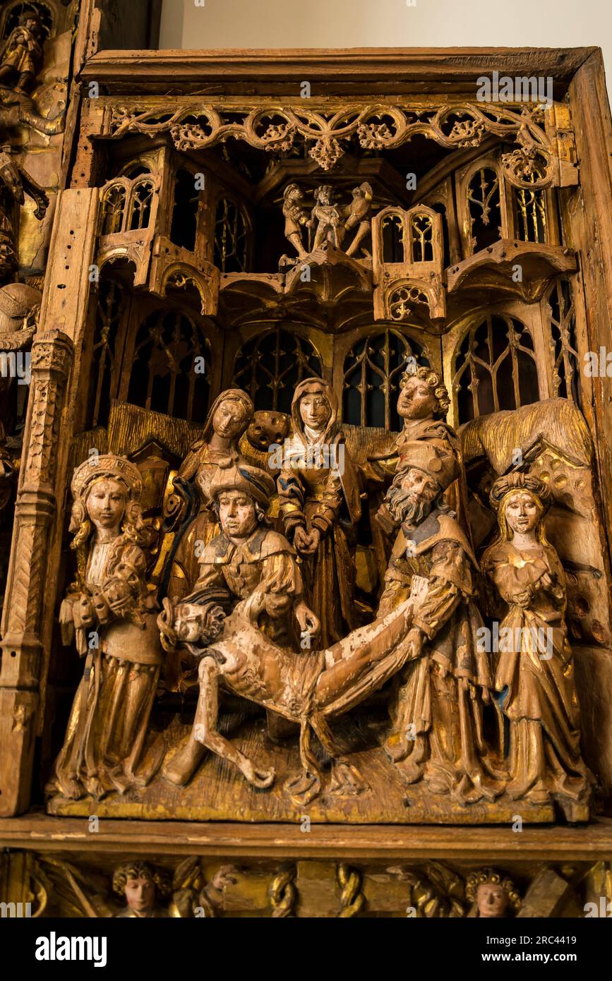 Deposition from the Cross , Wooden medieval altar, Cluny Museum ...