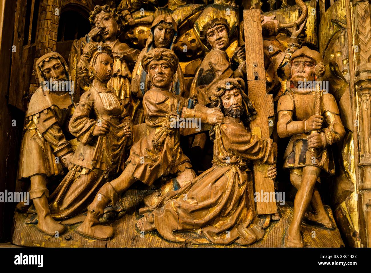 Jesus carries the Cross, Wooden medieval altar, Cluny Museum - National ...