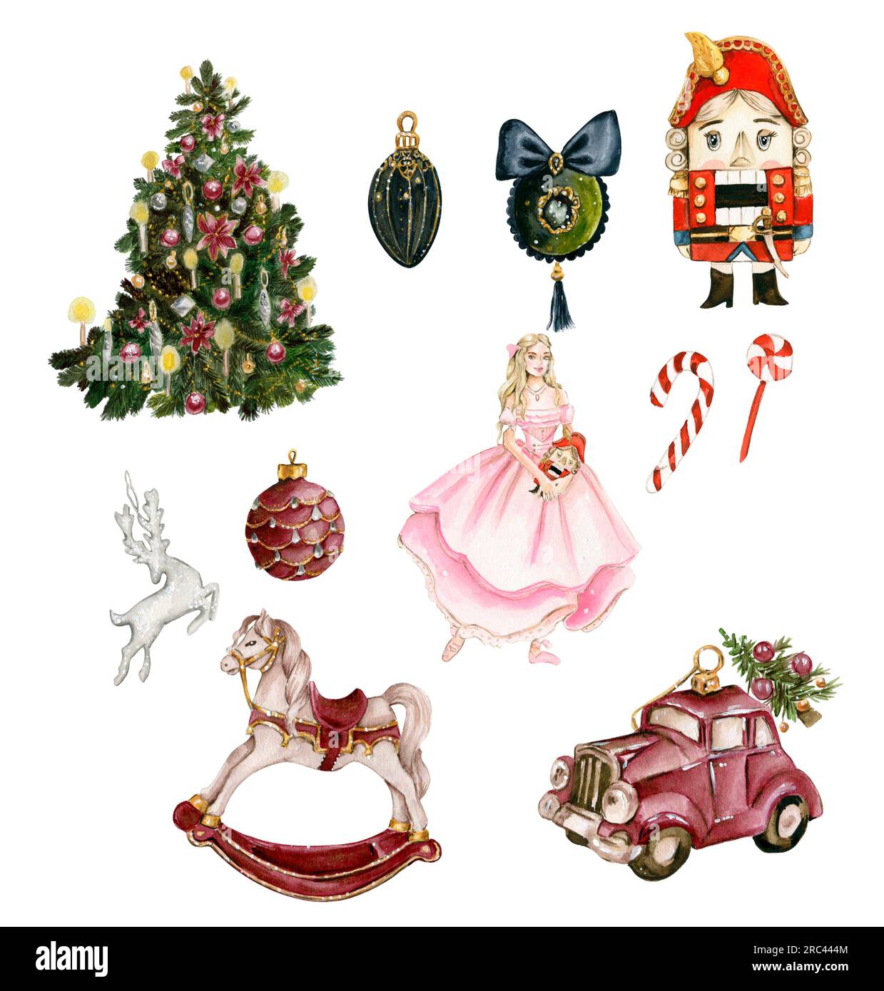Winter Holiday Watercolor Clip Art Christmas Snow Village Paint