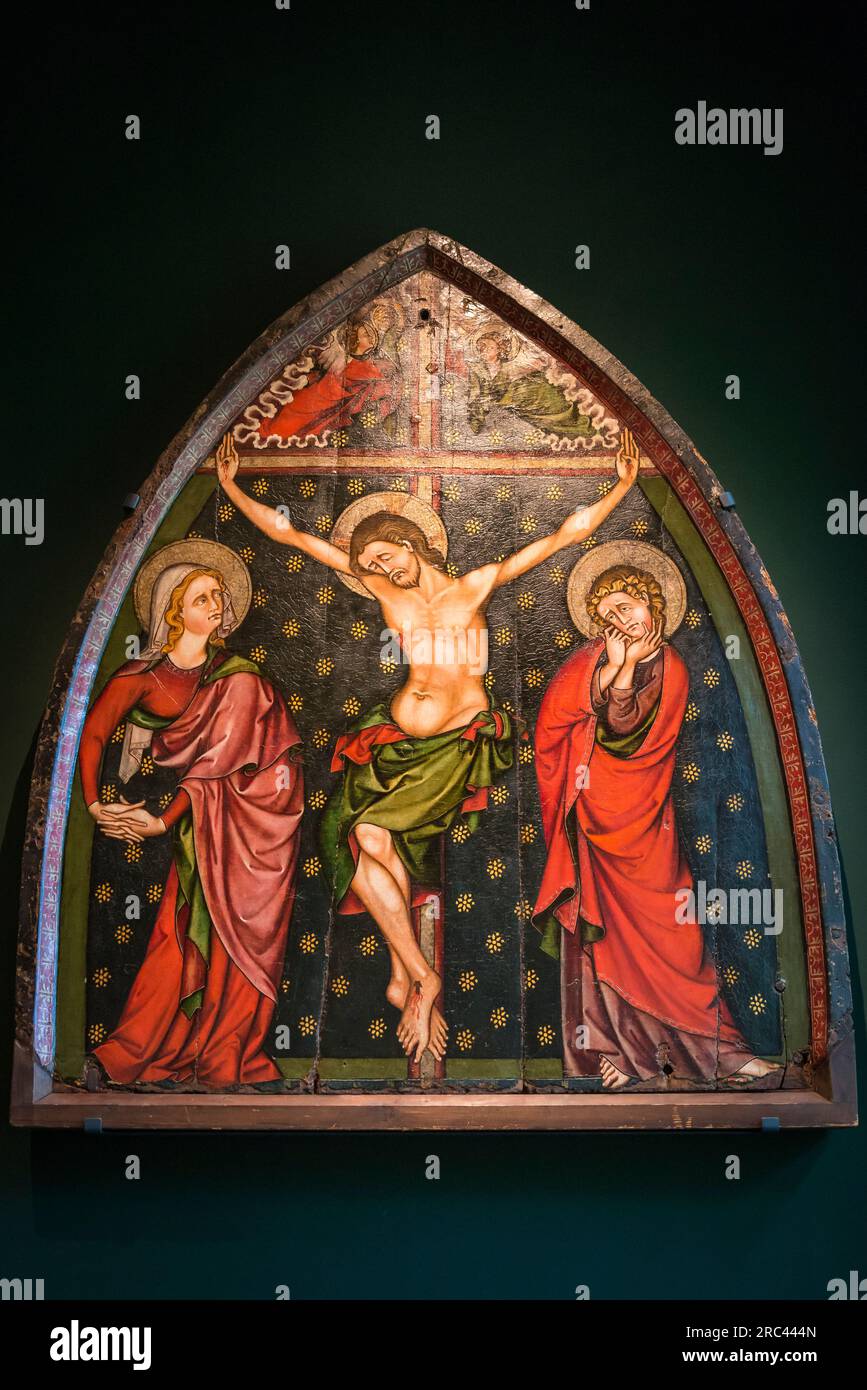 Painting of Crucifix on wood panel, 13th century, Cluny Museum - National Museum of the Middle ...