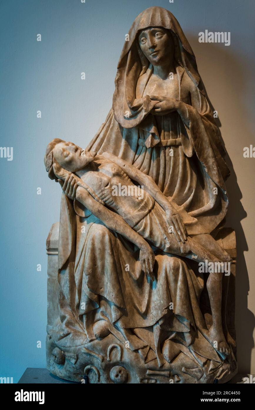 The Pieta - a sculpture of Virgin Mary with dead Christ, Cluny Museum ...