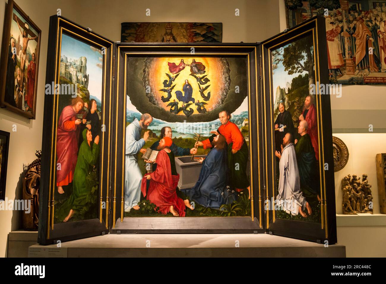 Assumption of the Virgin, Painted medieval 3-piece altar, Cluny Museum - National Museum of the ...