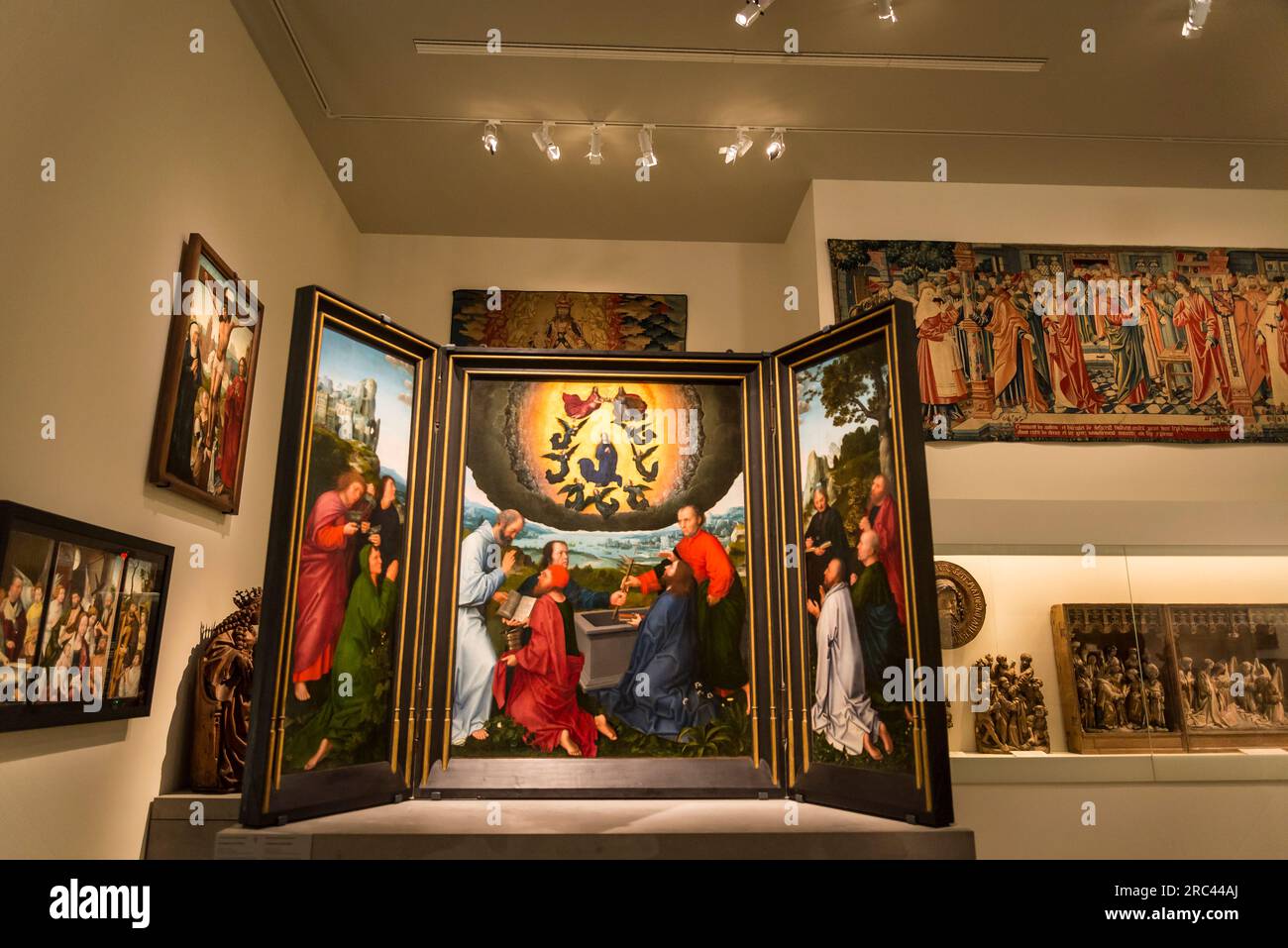 Assumption of the Virgin, Painted medieval 3-piece altar, Cluny Museum - National Museum of the ...